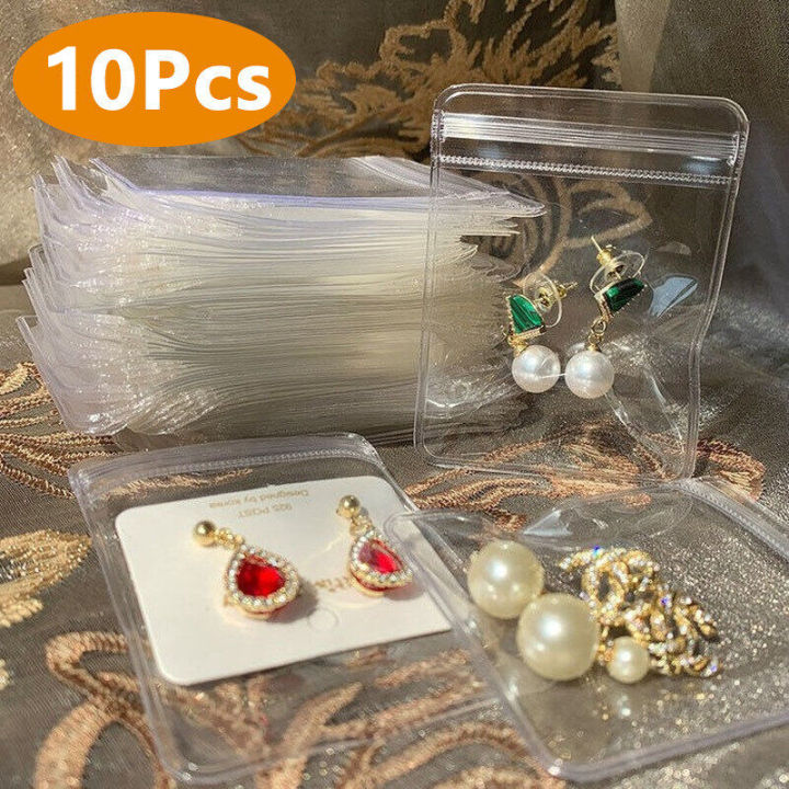 10Pcs Transparent PVC Bags Sealing Bag Jewelry Organizer Package Bags ...