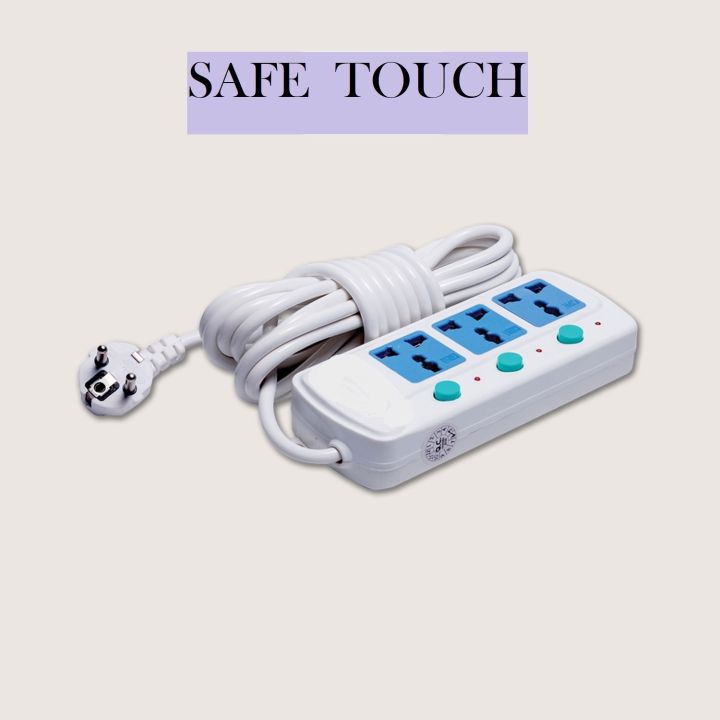 Extension SAFE TOUCH ST-813 Multiplug 3 Port Extention Socket White ...