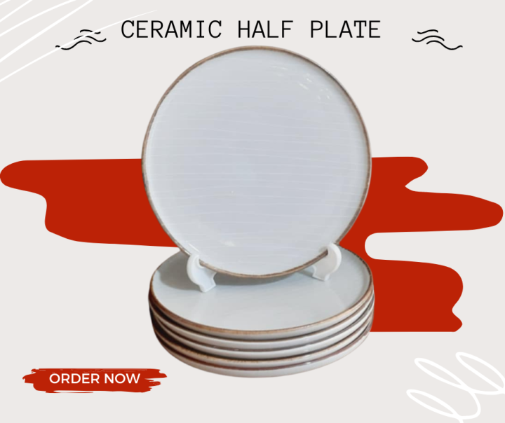 6 Pcs Ceramic Dinner Half Rice Plate Set(8"Inch Plate)-Cake Plate ...