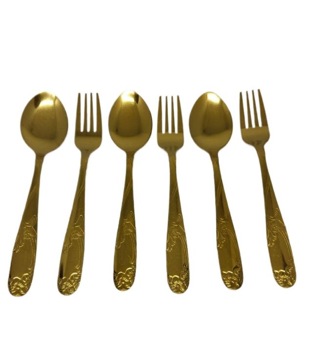 12 Golden Stainless Steel Spoon Set - Add A Touch Of Luxury To Your ...