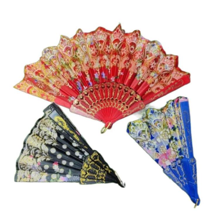 New Chinese Big Folding Hand Fan/Hat Pakha Multicolor & Multi Design-1 ...