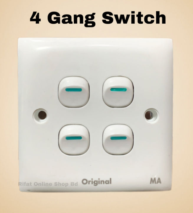 MK Gang Switch 4 gang Classic 4 Gang 1 Way Wall Switch 100% Copper ...