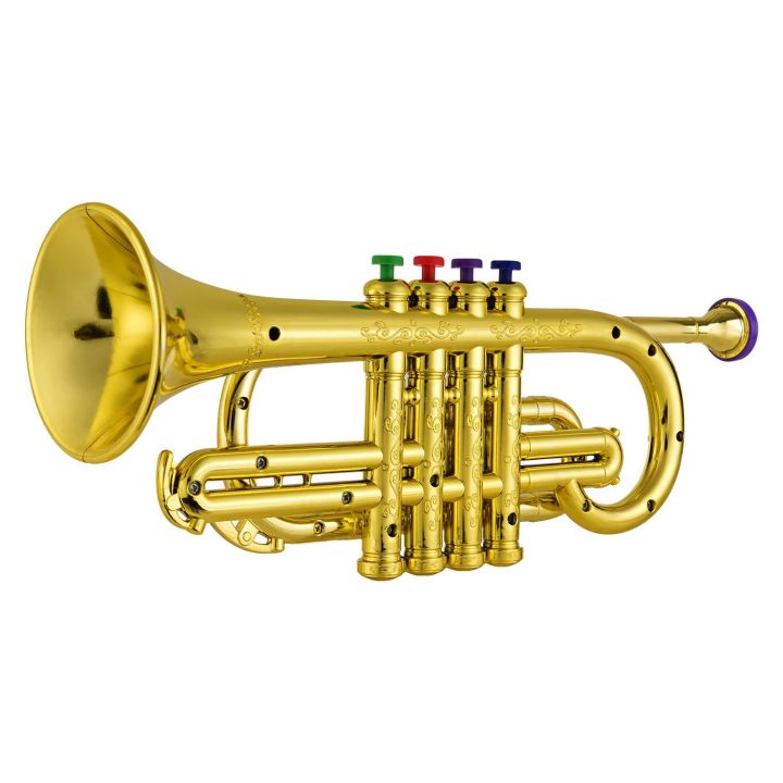 Trumpet Kids Musical Wind Instruments ABS Metallic Gold Trumpet with 4 ...