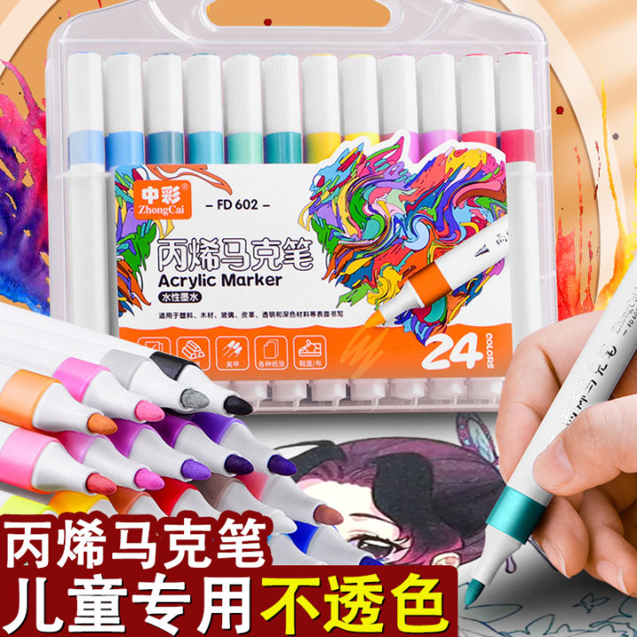 Medium color acrylic marker triangular rod water-based primary school ...