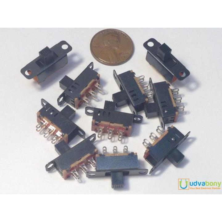 Slide Switch 3 Positions 6 Pin DPDT Panel Mounting-10Pcs | Daraz.com.bd