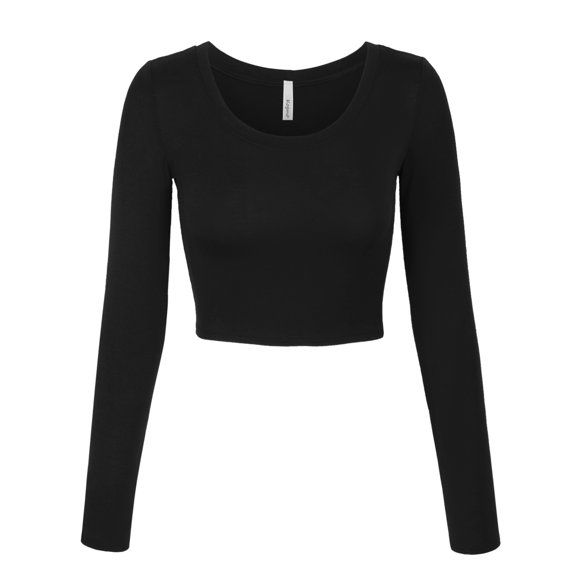 Ladies plain Long Sleeve Crop Top for women fashionable design rib ...