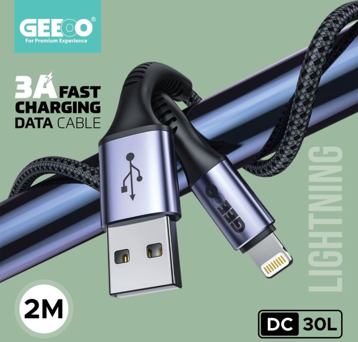 GEEOO DC30 Lightning 3A Fast Charging Data Cable | Daraz.com.bd