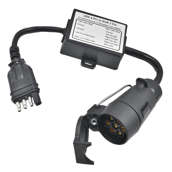 Trailer Connector USA 4-Pin Flat Plug to European 7-Pin Connector ...