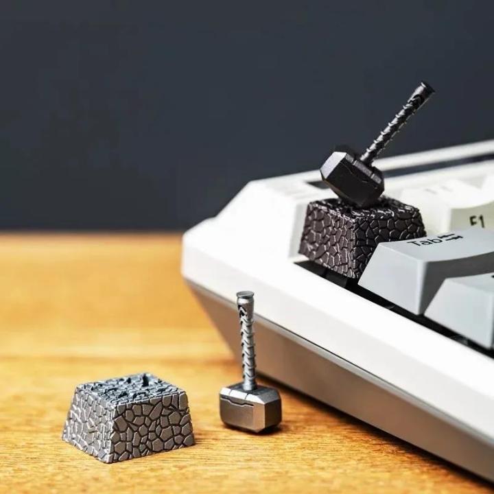 3D Stereoscopic Keycaps 2In1 Thor Hammer Resin Keycap Magnetic ...