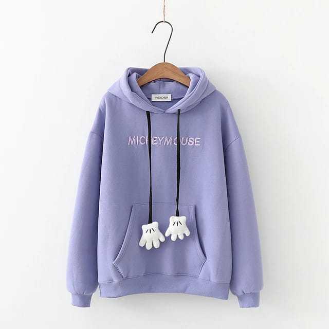 Miki Ladies Hoodies Mickey Mouse Winter Hudi Long Sleeves Sweatshirt ...