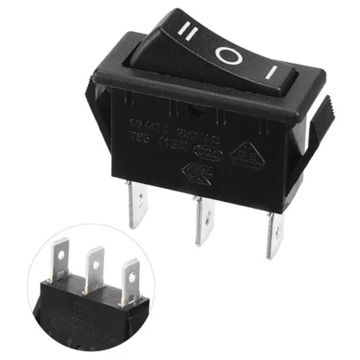 ON-OFF-ON 15A KCD3 Rocker Switch 15A 250V 3 Pin BLACK Color Switches ...