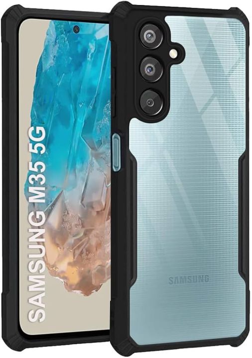Samsung Galaxy M35 5G Transparent Black Shockproof Camera Protective ...