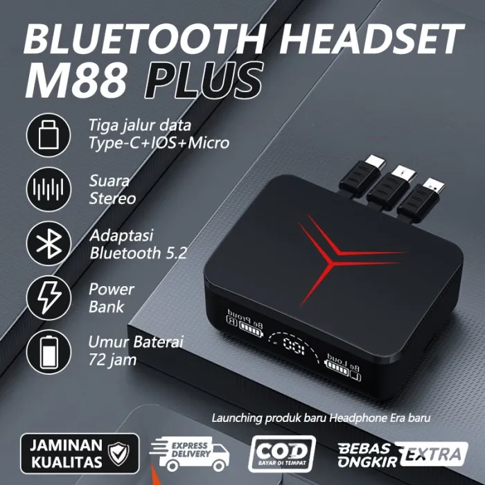 M88 PLUS WIRELESS IN-EAR GAMING HEADPHONES WITH LED DISPLAY | Daraz.com.bd