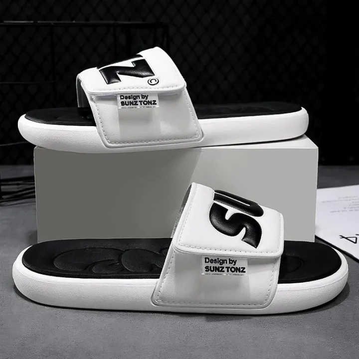 White And Black Color Slides Slipper Sunztonz Light Weight Casual Style ...