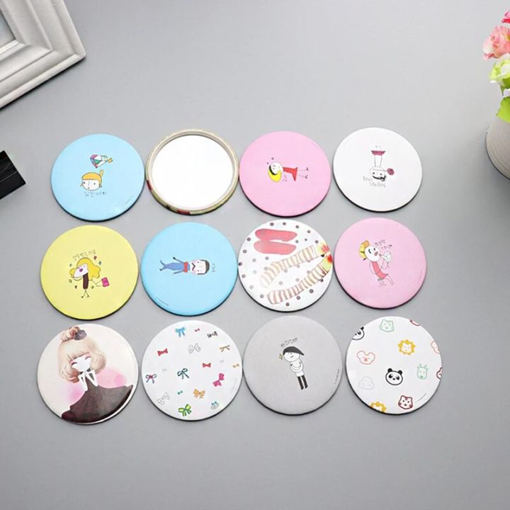 1pc Pocket Makeup Mirrors Kawaii Cute Cartoon Portable Small Mini Round ...