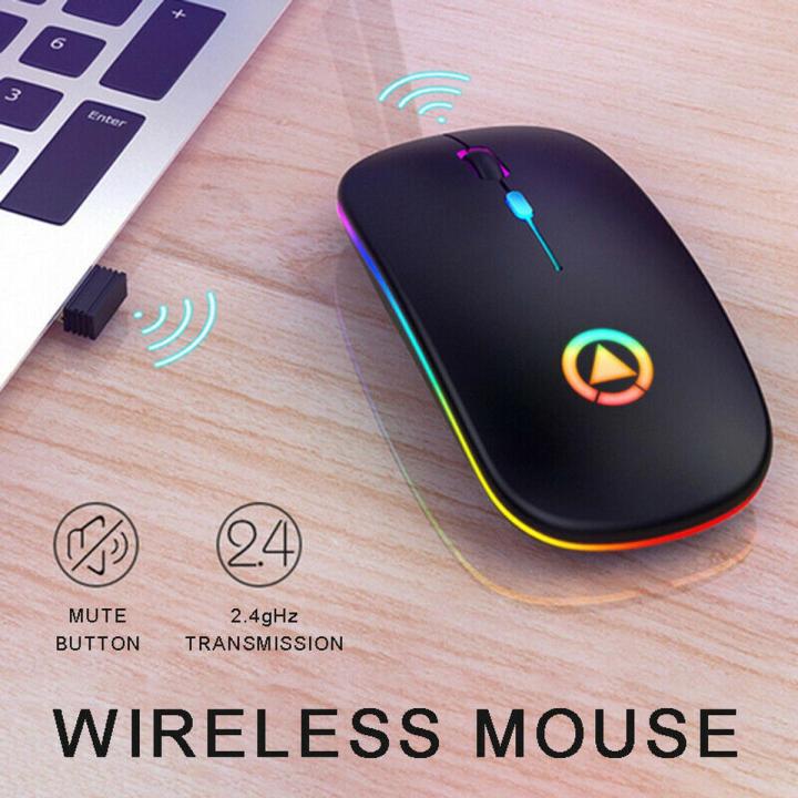 2.4GHz Silent Wireless Optical Pro Mouse Mice USB Rechargeable RGB ...