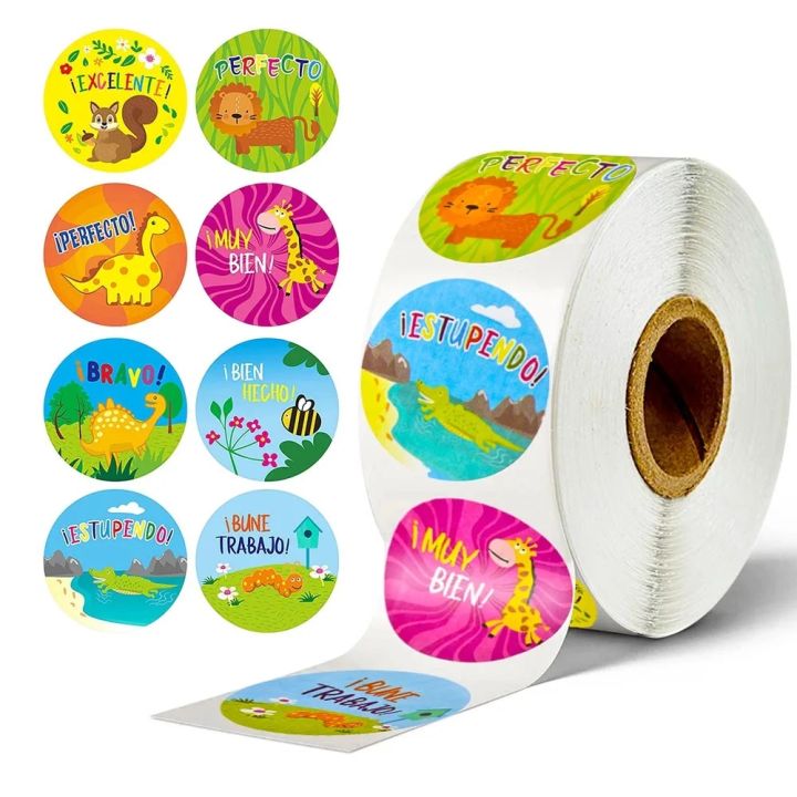【3C VictoryEagle】500pcs Teacher Reward Stickers Spanish Espanol Sticker ...