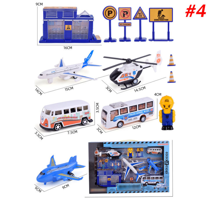 8 Types Pull Back Cars Plastic Simulation Toys Firefighter Airplane ...