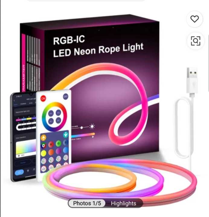 5M Waterproof Outdoor USB 5V RGB Neon Rope Light Full Kit Smart APP ...