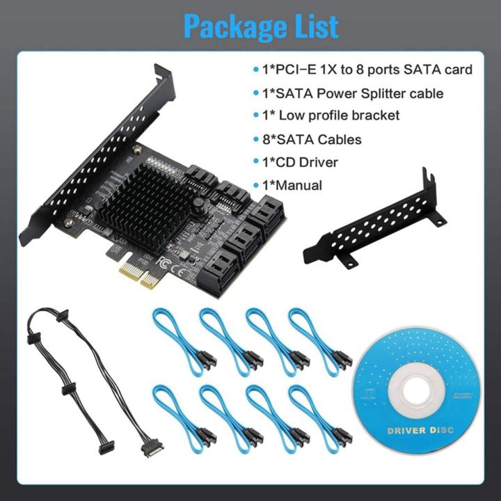 2X PCIE SATA Card 8 Port, 6Gbps SATA 3.0 PCIe Card, PCIe to SATA ...