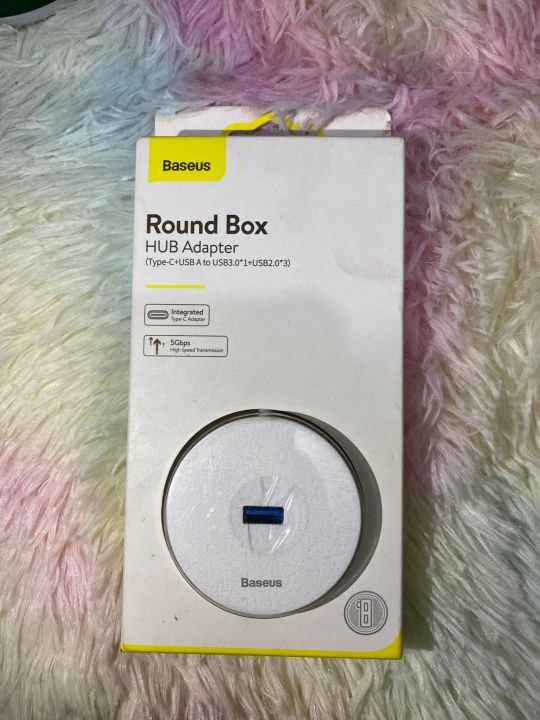 Baseus Round Box HUB Adapter Type-C+USB A To USB3.01+USB2.03 12cm White ...