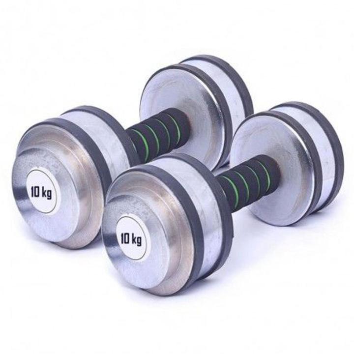 10 KG SS Rubber Grip Dumbbell Silver -1 Pcs | Daraz.com.bd