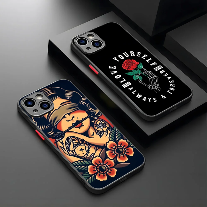 Cool Old School Tattoo Phone Case For IPhone 15 14 13 Pro Max 12 Mini ...