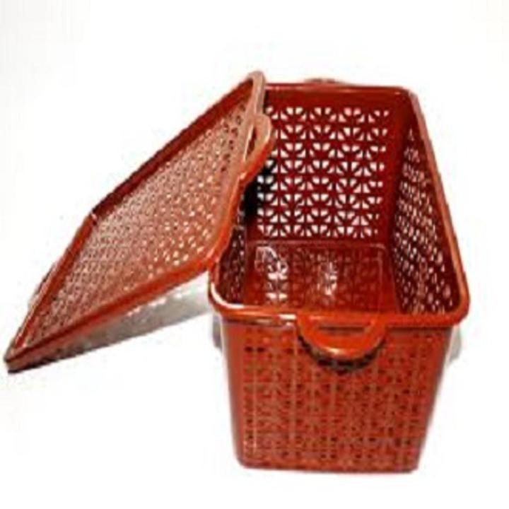 Multipurpose Solitaire Storage Plastic Basket with Lid - Multicolor ...