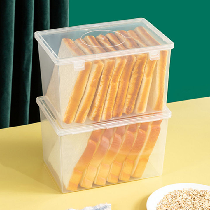 Bread Container Storage Box Dispenser Transparent With Cover Case Toast ...