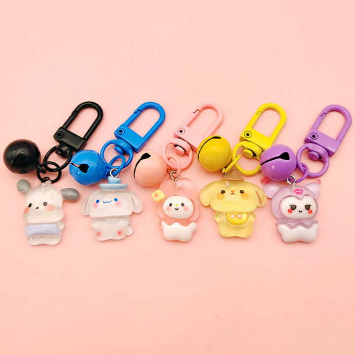 Sanrio Anime Hello Kitty Keychains With Bell Cartoon Cinnamon Dog ...