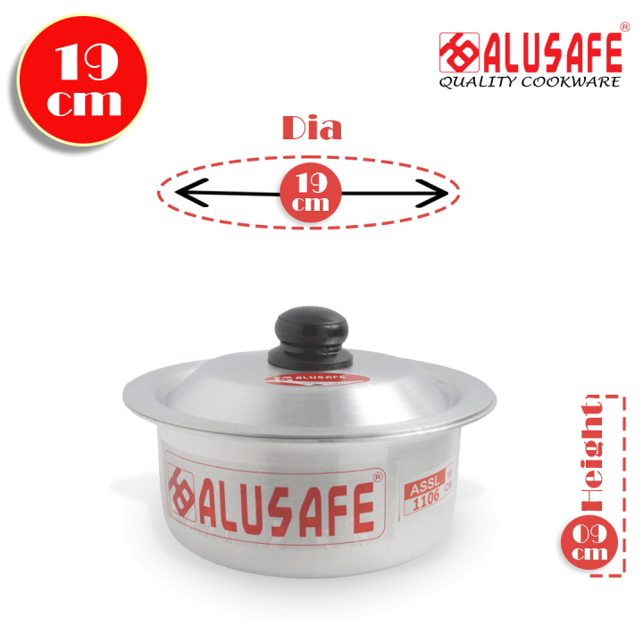 Alusafe Aluminium Saucepan with lid 19 cm (19*09 cm) | Daraz.com.bd