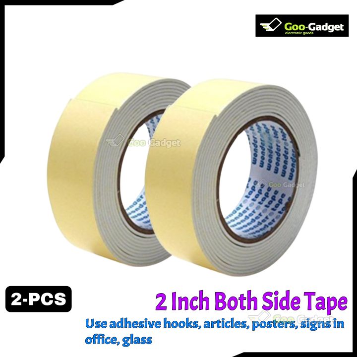 2-PCS 2" Inch Double-Sided Foam Tape, 50mm White Adhesive Tape, Both ...