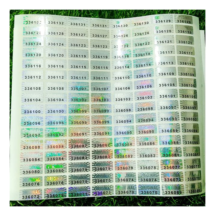 ORIGINAL TEXT WITH SERIAL NUMBER HOLOGRAM STICKER 1 PAPER SILVER ...