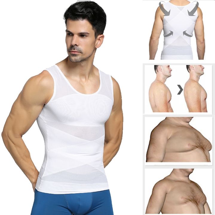 Chest Compression Vest Men Gynecomastia Body Shaper Sleeveless Posture ...