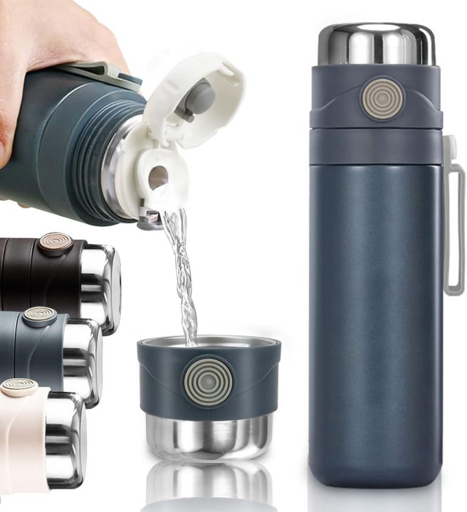 Vacuum Flask 500ml Small with Tumbler and Leak Proof Cap, Double Wall ...