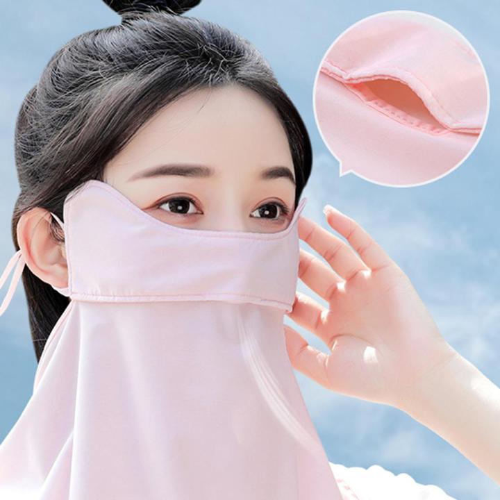 Women Summer Sunscreen Cycling Scarf Ice Silk Full Face Covers ...
