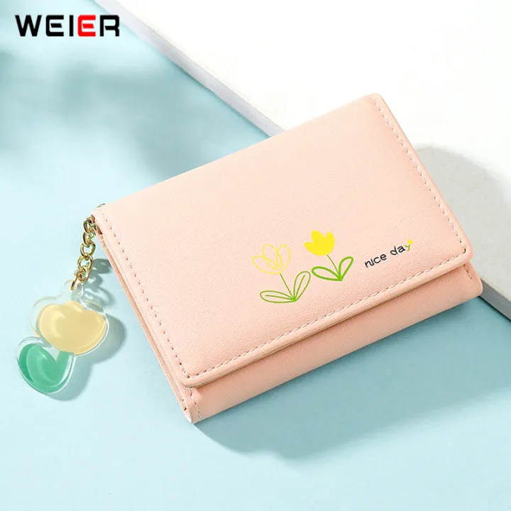Kawai Flower Letter Fashion women Love wallets multi-function High ...