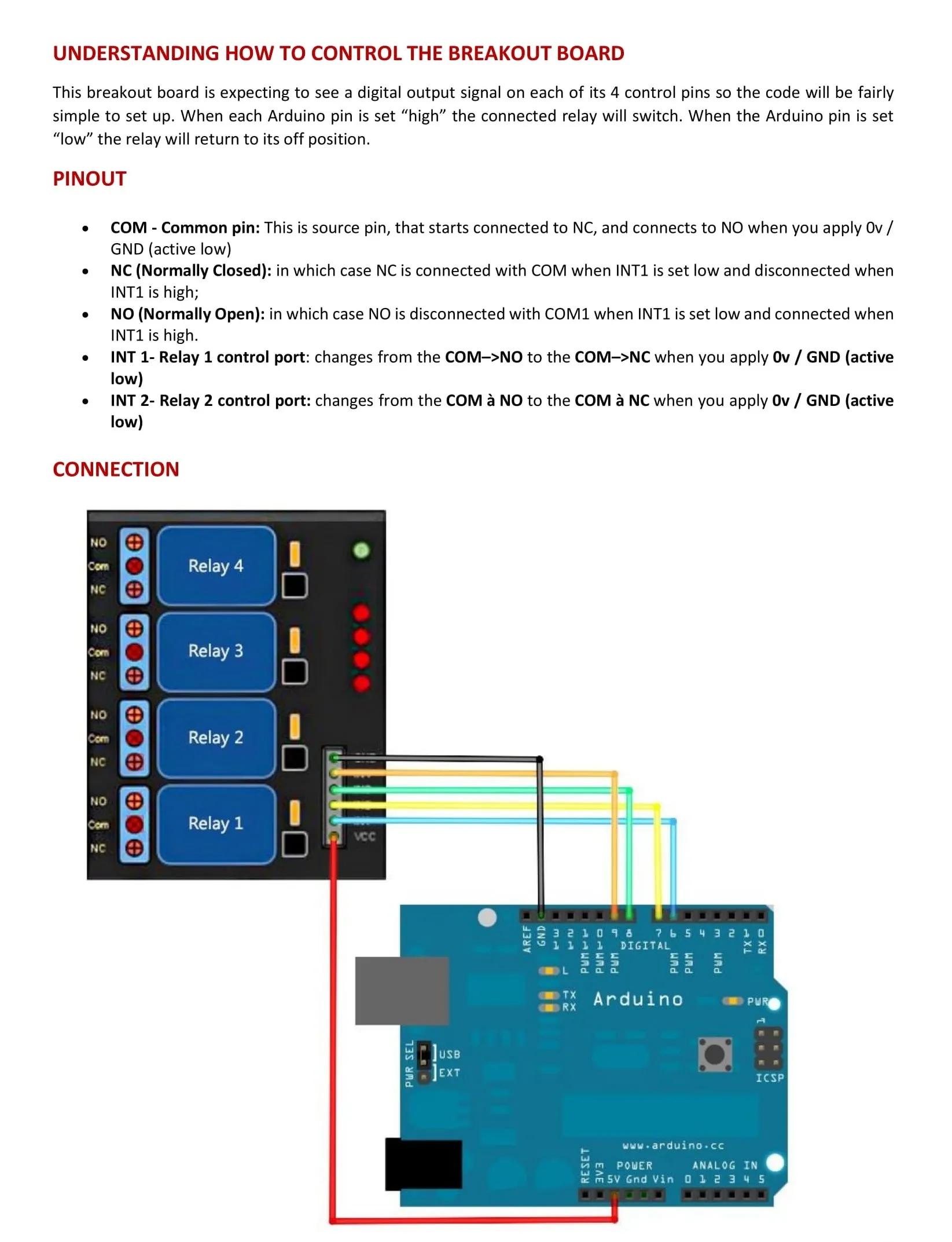 Arduino 4 channel relay module 5V control board Relay Output 4way relay ...