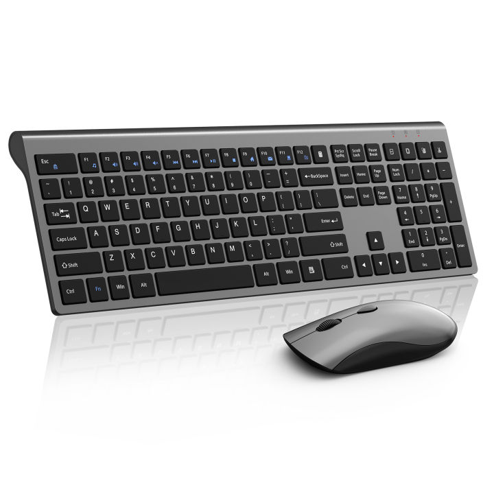 Wireless Keyboard and Mouse, Ultra Slim Full-Size Keyboard Mouse Combo ...