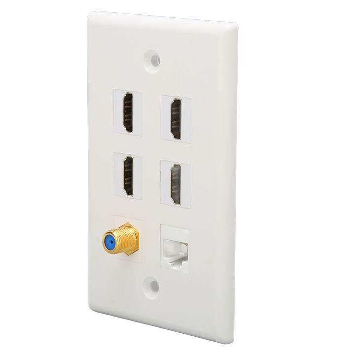Wall Plate 6 Ports HD Multimedia Interface CAT6 TV F Head Ethernet Wall ...
