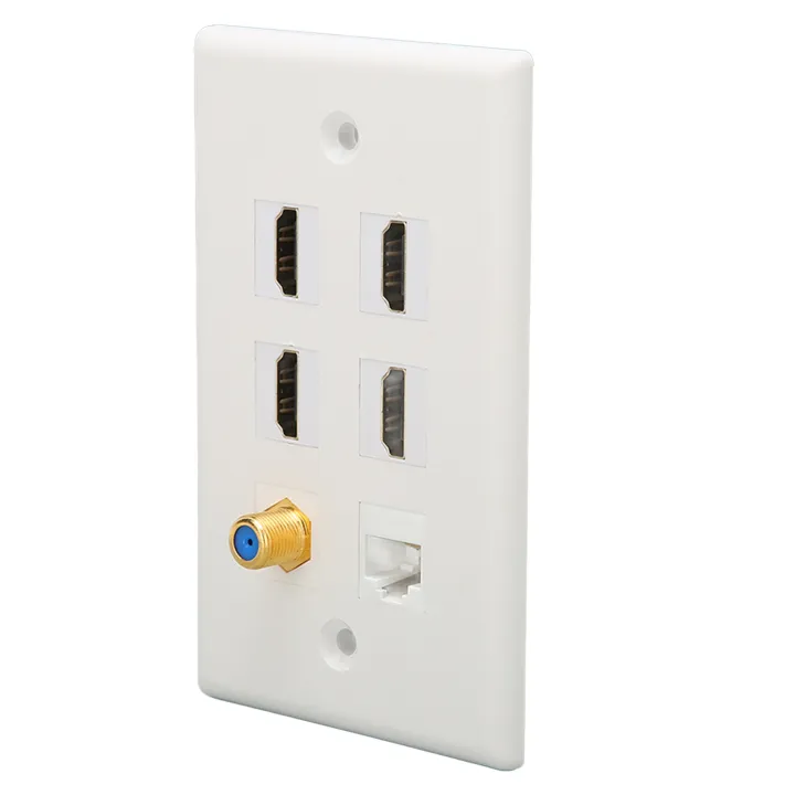 Wall Plate 6 Ports HD Multimedia Interface CAT6 TV F Head Ethernet Wall ...