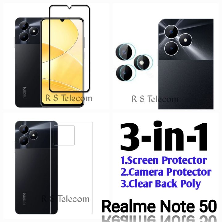 3-in-1 Combo Pack for Realme Note 50 Screen Protector, 13D Glass ...