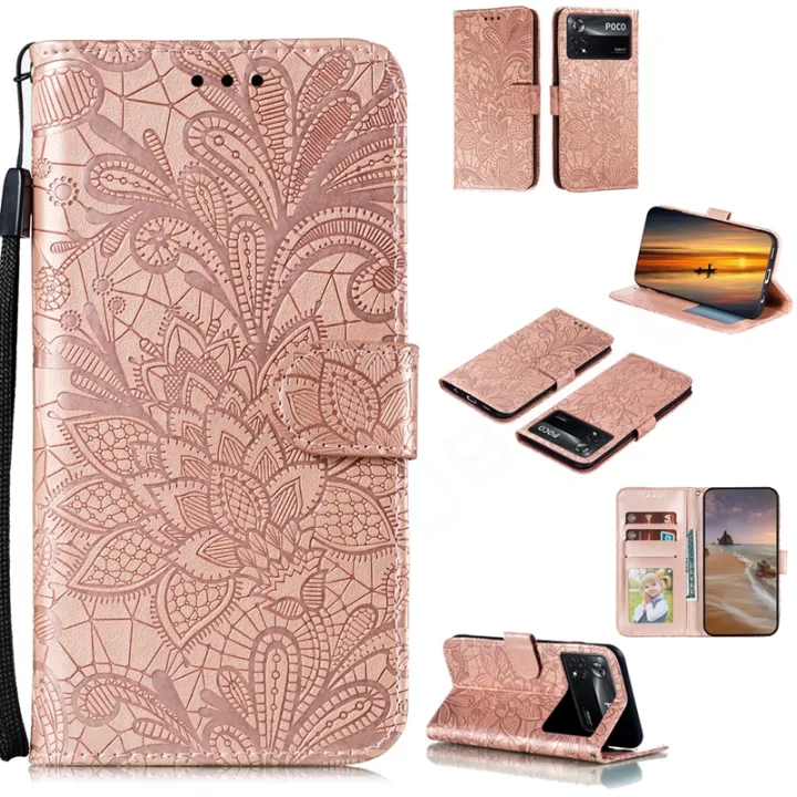 Wallet Leather Flip Case For Xiaomi Poco M6 Pro X6 Neo F5 C65 C61 X5 Pro 5G X4 M5S X3 Pro Lace ...