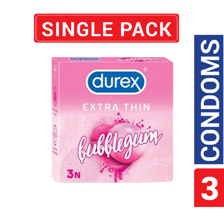 Durex - Extra Thin Bubblegum Flavored Condom - Single Pack - 3x1=3pcs | Daraz.com.bd