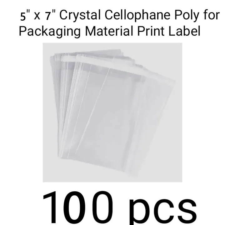 Crystal Cellophane (5" x 7" )100 Pcs Poly for Packaging Material Print ...