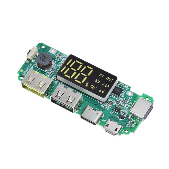 LED Dual USB 5V 2.4A Micro/Type-C USB Mobile Power Bank 18650 Charging ...