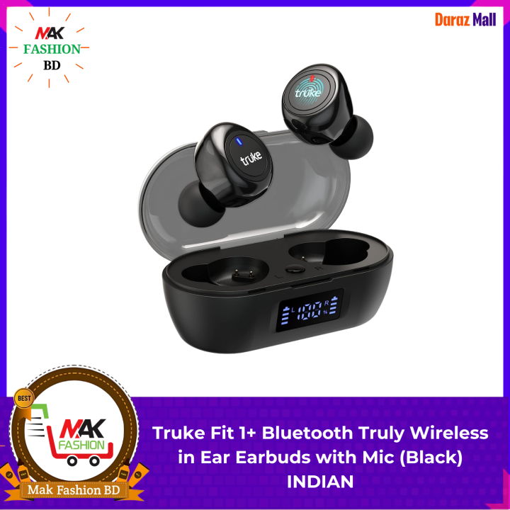 Truke Fit 1+ Bluetooth Truly Wireless in Ear Earbuds with Mic Black ...