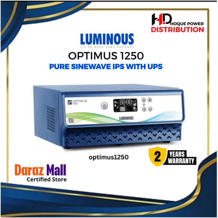 LUMINOUS OPTIMUS 1250 IPS UPS PURE SINE WAVE MACHINE FOR SINGLE BATTERY ...