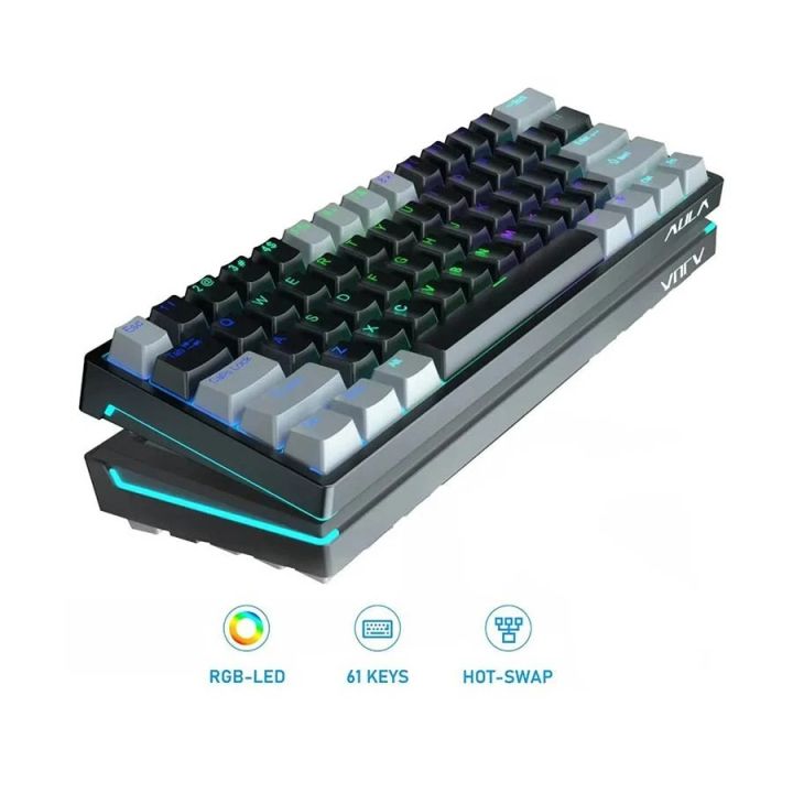 Aula F3261 RGB Hot Swap (Blue Switch) Wired Gray & Black Mechanical ...