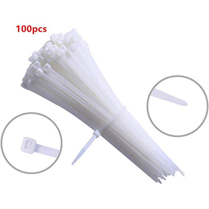 12 Inch (Pack Of 100) White Nylon Zip Wire Wrap Heavy Duty Self Locking ...